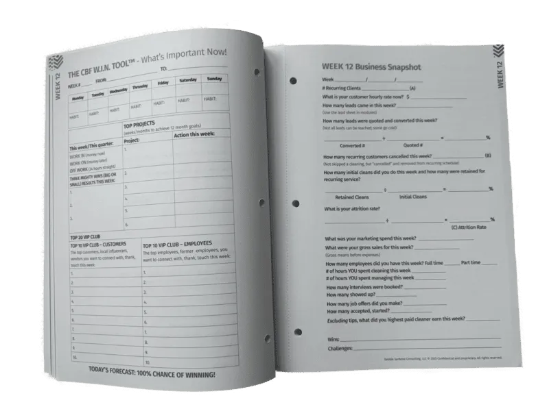 CBF Weekly Planner - Debbie Sardone | Cleaning Business Consultant